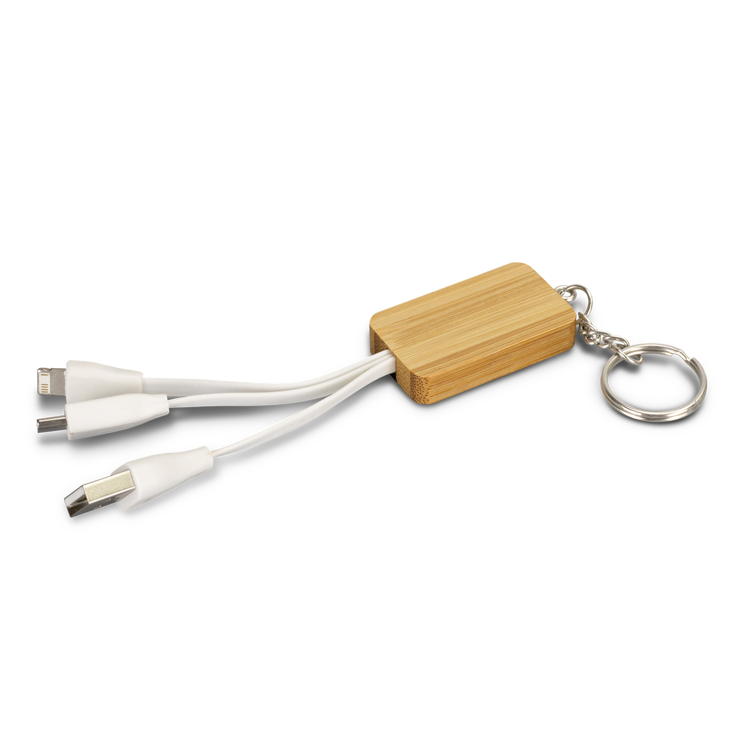 TRENDS | Bamboo Charging Cable Key Ring - Rectangle