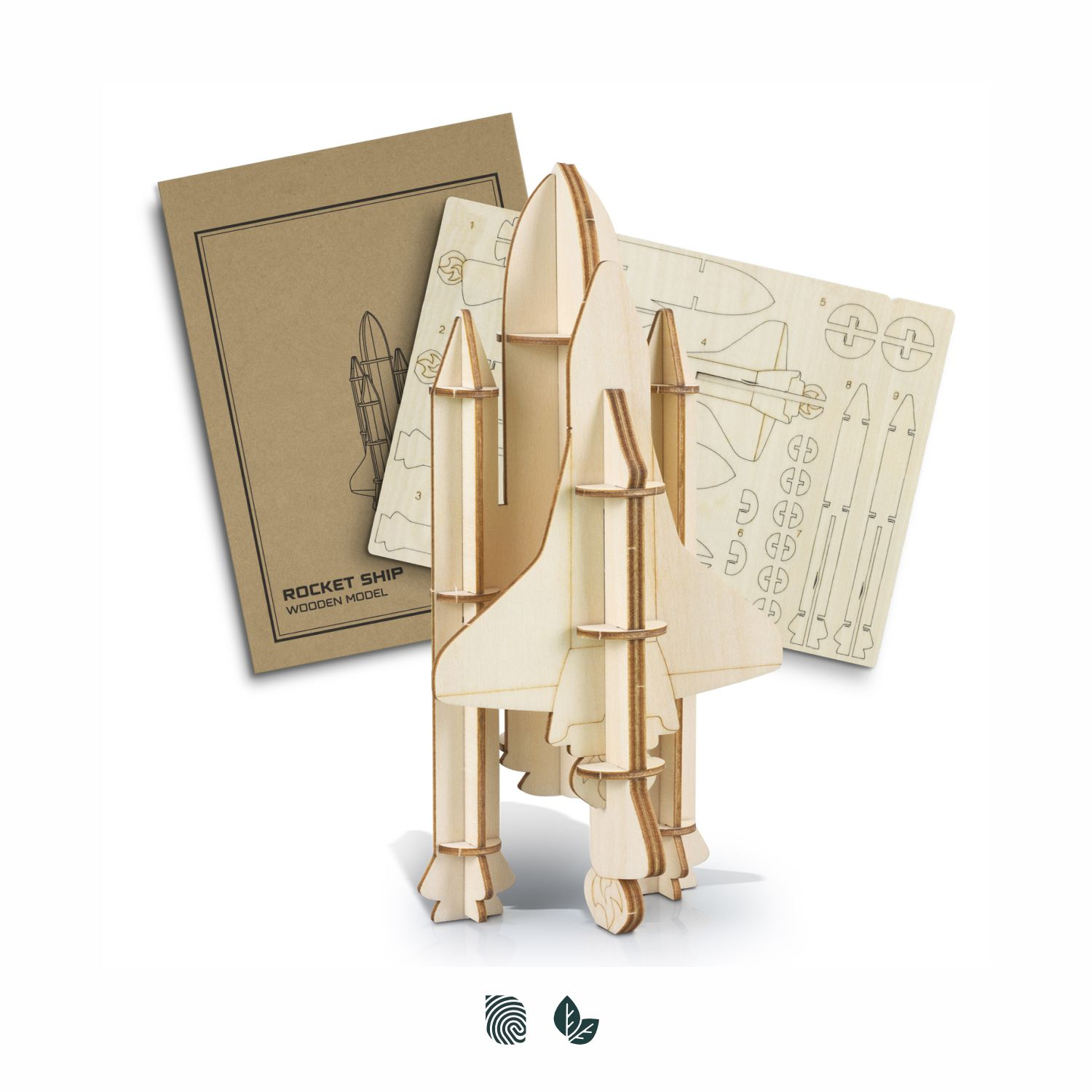 TRENDS | BRANDCRAFT Rocket Ship Wooden Model