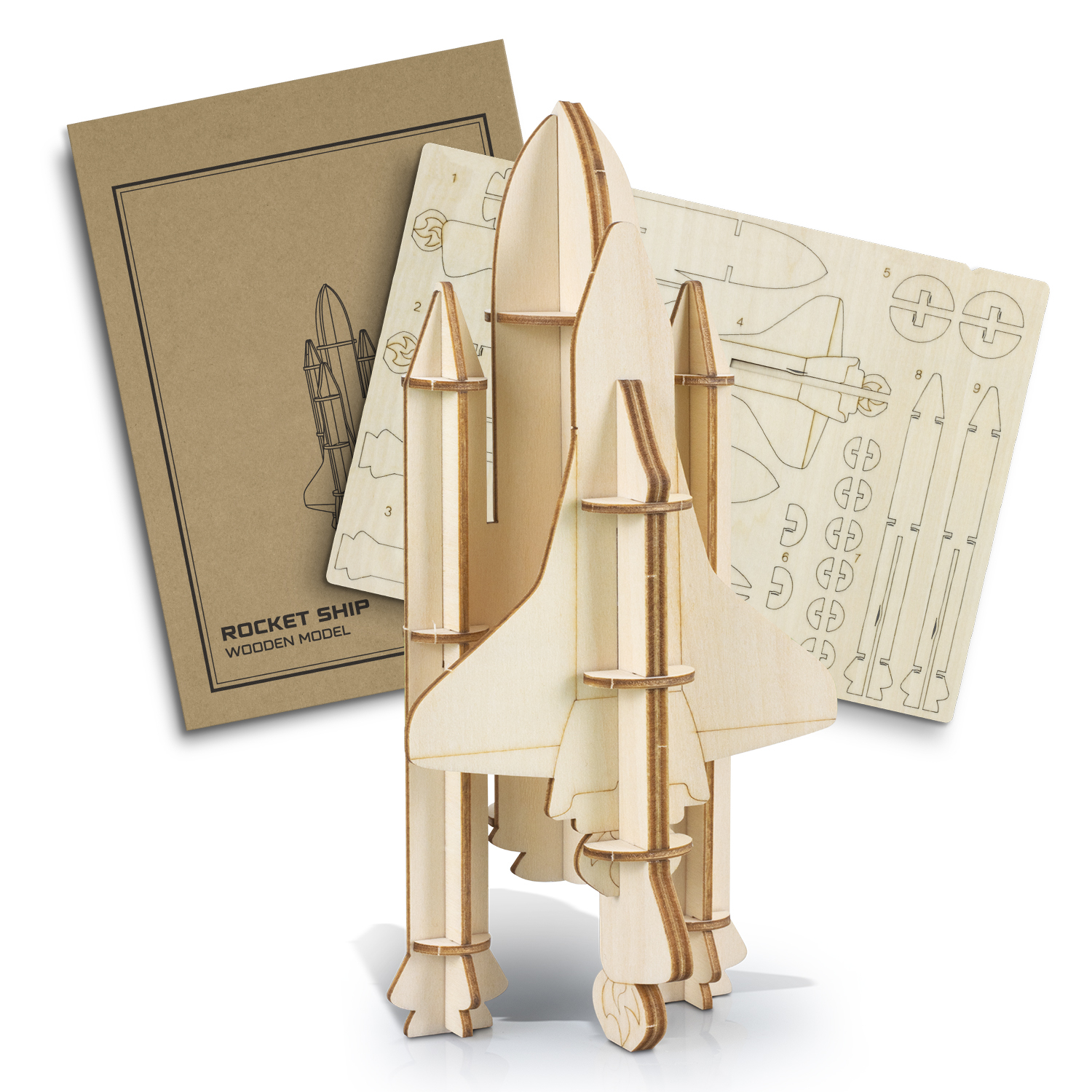 TRENDS | BRANDCRAFT Rocket Ship Wooden Model